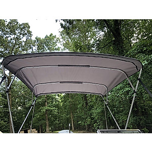 Cypress Rowe Outfitters Complete Bimini Top Kit, Frame, Canvas, Hardware, 10'L x 8'W Grey, 4 Bow, fits from 91"-96" Wide
