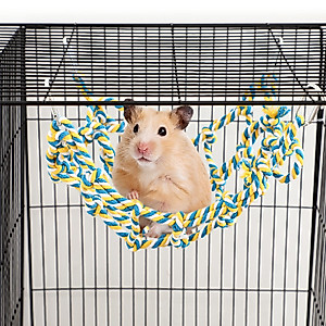 Berlune 6 Pcs Rat Ropes for Cage Rat Cage Accessories Climbing 12.6 x 9.84 Inch Bird Rope Toys for Pet Hammock Hamster Cotton Bridge Bird Ladder for Small Animal Habitat Play