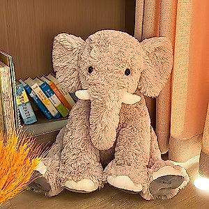 UBABER 20 Inch Large Elephant Stuffed Animals,Clever Elephant Plush Pillow for Kids,Big Stuffed Elephant Toy,Perfect Elephant Gifts for Girls and Boys,Super Soft Elephant Room Decoration(Gray).