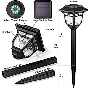 LeiDrail Solar Pathway Lights 4 Pack Solar Outdoor Lights Pathway with 2 Modes IP65 Waterproof Glass Metal Garden Lights Solar Powered 30 LM Warm White Landscape Lighting for Yard Patio Walkway Lawn