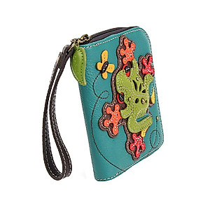 Chala Group Frog Zip-Around Wallet/Wristlet, Gift for Frog Lovers, Turquoise, 5" x 6" x 1"