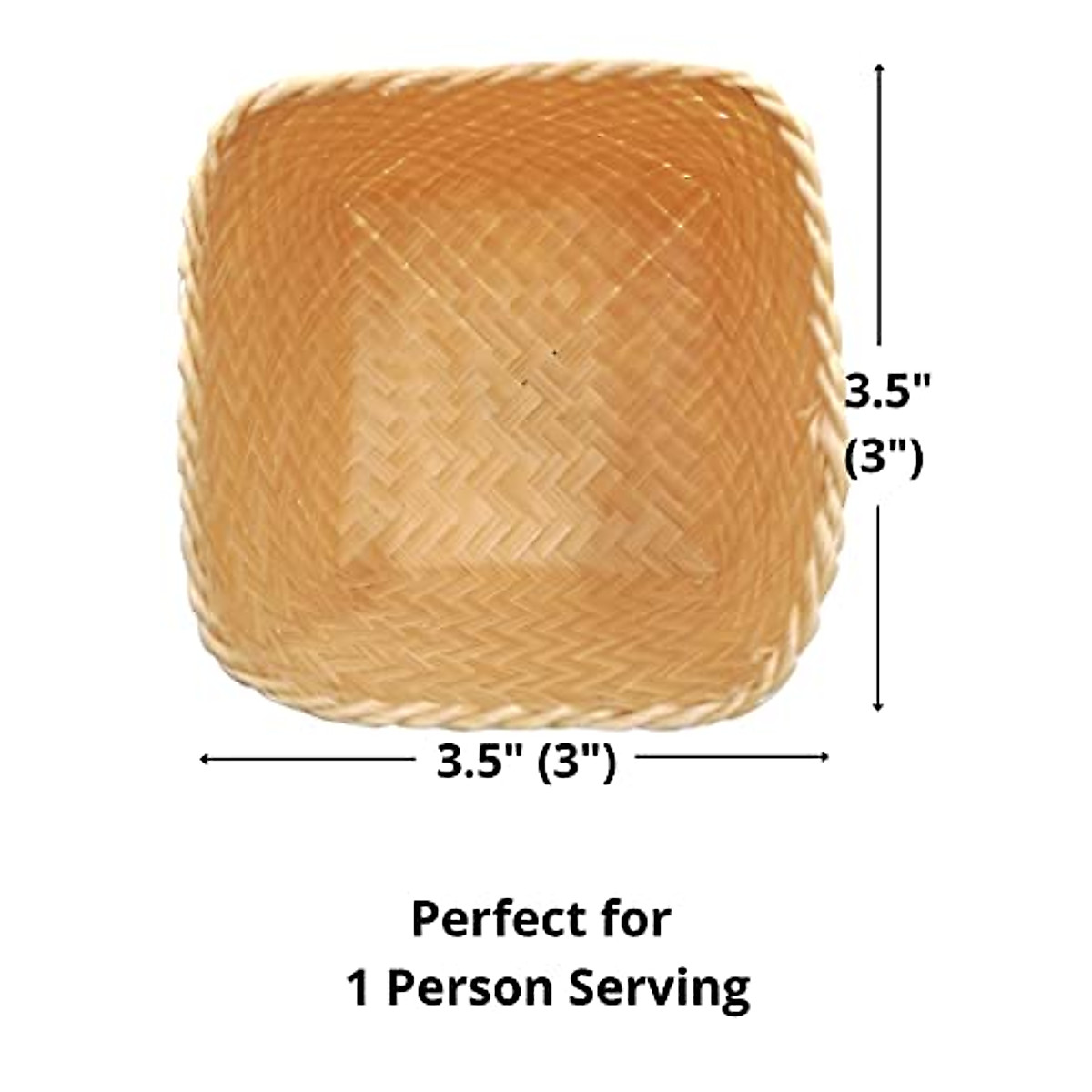 FOREVER 1 – Sticky Rice Basket 3.5 (3) x 3.5 (3) Inches, Kratip Bamboo Steamed Sticky Rice Container, Thailand Handmade Serving Basket, Original Bamboo Color, Thai and Laos Kratib for Home, Restaurant