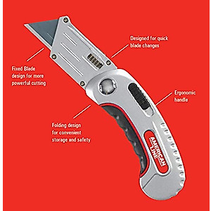 American Line Folding Utility Knife with 6 Blades - Ergonomic Handle Design with Quick Blade Change Technology - 65-0203