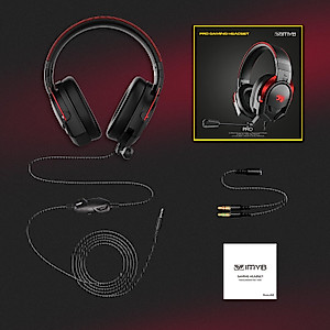 IMYB A88 Gaming Headset with Microphone, Stereo Wired Noise Cancelling Over-Ear Headphones with Mic for Pc, Ps5, Xbox One Series X/s, Ps4, Computer, Laptop, Mac, Nintendo, Gamer (Red)