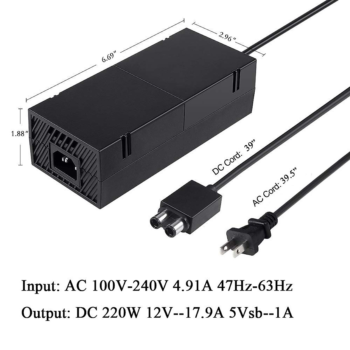 YZGame Xbox One Console Power Supply Brick AC Adapter Charger, US Version (Not for XBOX ONE S/X Console)