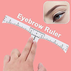 100 Pack Eyebrow Ruler, KINGMAS Disposable Brow Ruler Microblading Adhesive Eyebrow Sticker Stencil Guide Measuring Tool