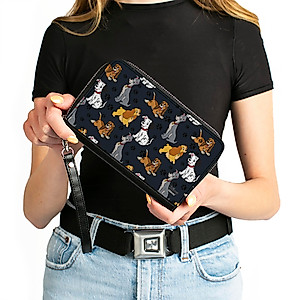 Buckle-Down Women's PU Zip Around Wallet Rectangle-Disney Dogs Collection, 7.5"x4.5"