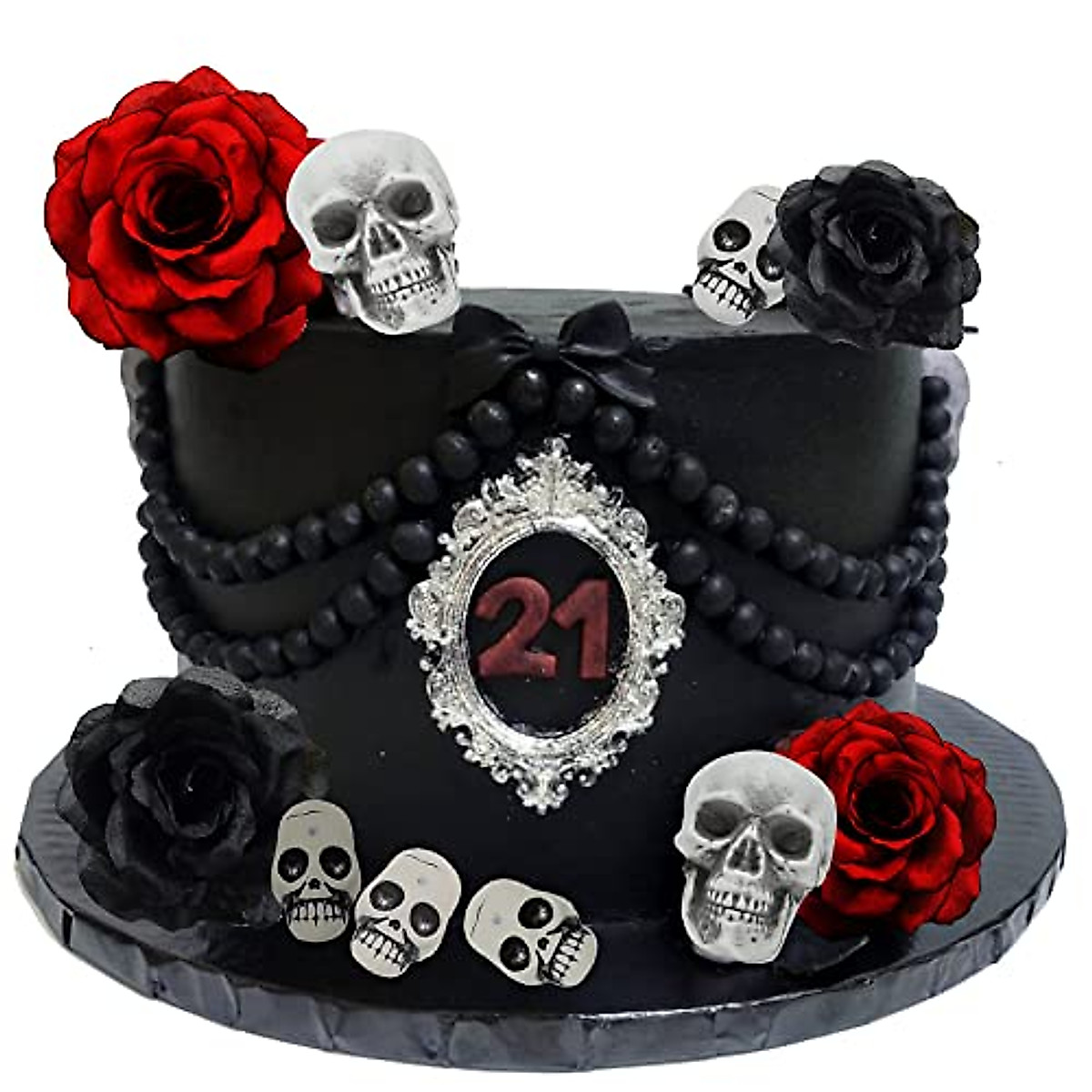 Gothic Rose Skull Cake Topper Till Death Do Us Part Cake Topper Gothic Wedding Party Decoration Halloween Skeleton Day Of The Death Black Rose Cake Decoration