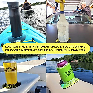 Lil Sucker Slogan Suction Ring Cup Holders, 4 Pack, Drink Secure Coasters, Non-Tipping, Anti-Spill Beverage Companions, Ideal for SUP's Boats Trucks RVs ATV's Vans Outdoor & Home