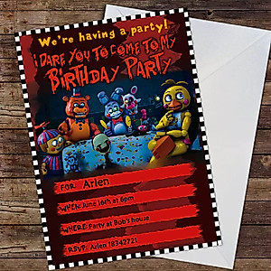 20 Set Fnaf Birthday Invitation Cards Bear Game Friends Invite Party Supplies Gift Card