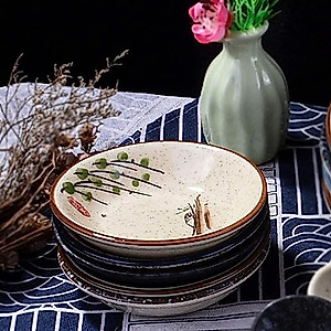 clothmile 6 Pieces Japanese Retro Ceramic Dipping Bowls 4 Inch Japanese Style Side Dishes Sauce Dishes Asian Chinese Side Dishes Dishes for Sushi,sauce,snack Pinch Bowls for Kitchen Prep