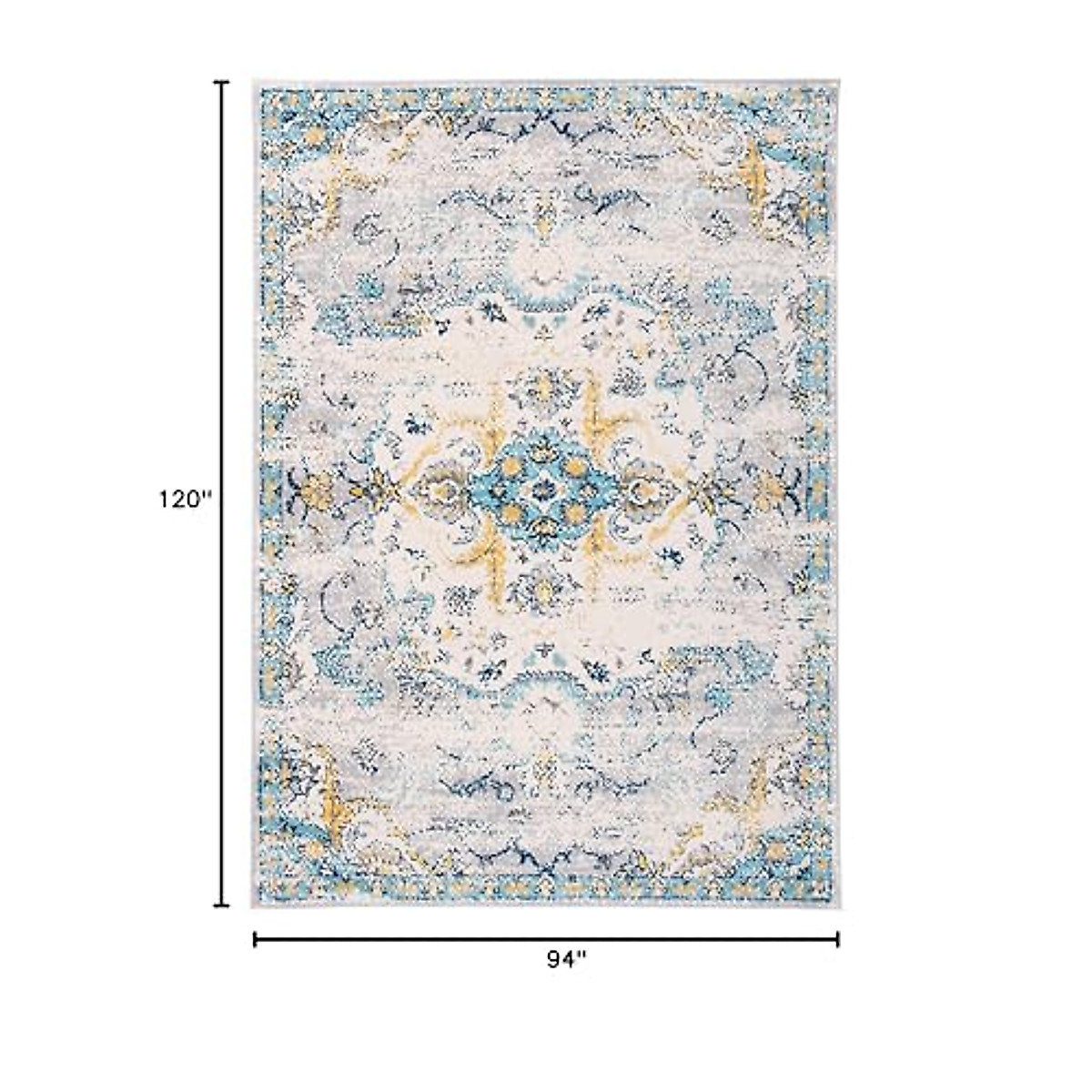 Rugshop Bohemian Distressed Design Area Rug 7'10" x 10' Blue