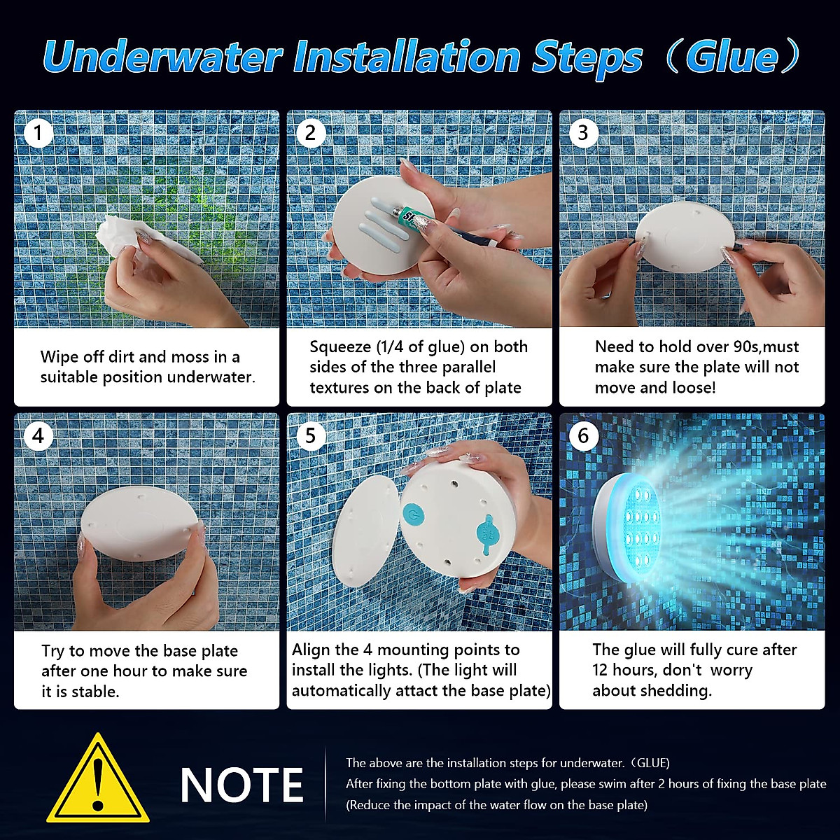 QOLNBY Pool Lights, Rechargeable Submersible LED Lights, IP68 Waterproof Underwater Lights,Type-C Floating Lights with RF Remote Control 200 ft, Magnets, Suction Cups for Bathtub,Pond,Party-1 Pack