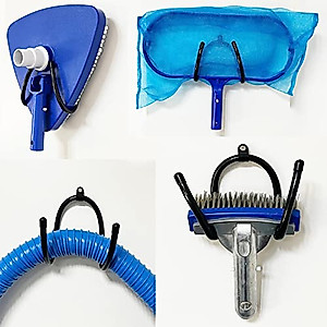 2/PK Pool Tool and Garage Tool Organizer - Wall Mounted or Mount to the fence, Adjustable Storage Utility Hooks, for Store Garden Tools, Poles, Brushes, Nets, Vacuum Heads,Leaf Rakes, Skimmers, Hoses, Shovel