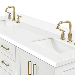 ARIEL Taylor 67 Inch Double Rectangle Sink Vanity with White Quartz Countertop W/1.5" Edge in White