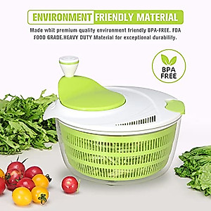 Smile Mom Salad Spinner Large 4 Quarts, ABS,BPA Free Clips & Locking, Lettuce Vegetables Washer Dryer Drainer Crisper Strainer for Home Kitchen Washing & Drying Leafy Vegetables