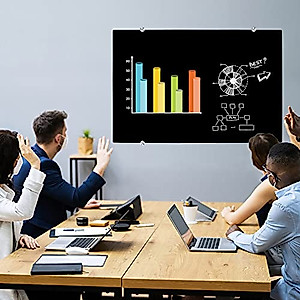 DEVELOP Magnetic Black Glass Dry Erase Board, 47.2 x 31.5 Inches, Frameless Wall Mounted Writing Glass Whiteboard with 4 Markers, 2 Magnets, 1 Eraser
