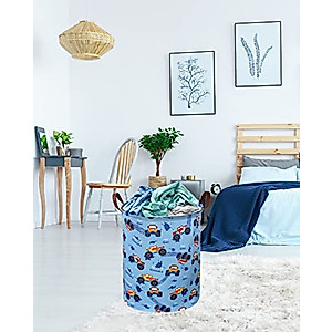 Sanjiaofen Kids Boys Hamper, Kids Laundry Basket Collapsible Monster Truck Storage Baskets for Boy Room Decor,Office,Toy Organizer,Gift Hamper(Monster trucks)
