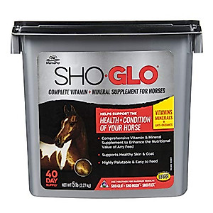 Manna Pro Sho-Glo Supplement for Horses | Complete Vitamin & Mineral Supplement for Healthy Skin & Coat | 5 Pounds
