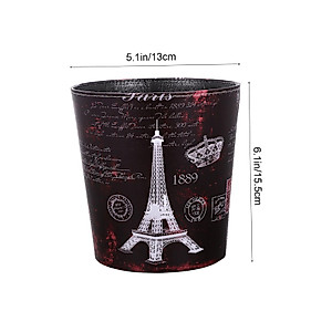 WHAMVOX Garbage Can Waste Paper Basket Metal Trash Can with Lid Decorative Trash Can Rubbish Bin 13 Gallon Trash Can Out The Office Decor Household Trash Can Eiffel Tower Desk Leather