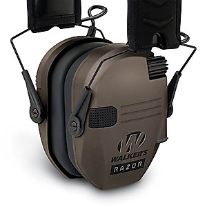 Walker's Razor Slim Shooter Electronic Hunting Folding Hearing Protection Earmuffs with 23dB Noise Reduction and Sound Amplification, (2 Pack)