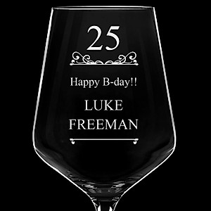 Maverton Wine Glass for man - Premium XL Crystal Glass with Engraving - 17.9 oz. Capacity - For Him - For Birthday - For wine connoisseur - Stemware for Christmas - Bday