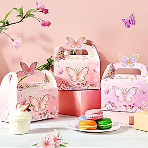 LWBDD Butterfly Party Gift Box Butterfly Flower Candy Box Paper Gift Decoration Box 24PC Pink and Purple Butterfly Box