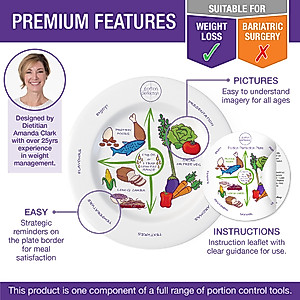 Portion Perfection Measuring Bowls & 10 Inch Portion Control Plate Set, International Book with 4 Week Plan & Low Starch Vegetables Cookbook for Healthier Diets, Diabetes, Weight loss & Pre-Surgery