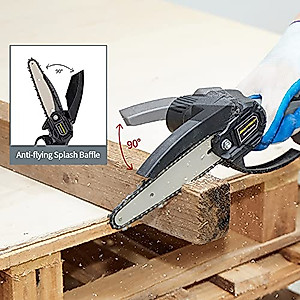 Mini Chainsaw 6 Inches Cordless Mini Chainsaw One Hand Held Electric Chainsaw Feature with Brushless Motor, 2 Packs of 21V Rechargeable Battery and Charger Included-Gray