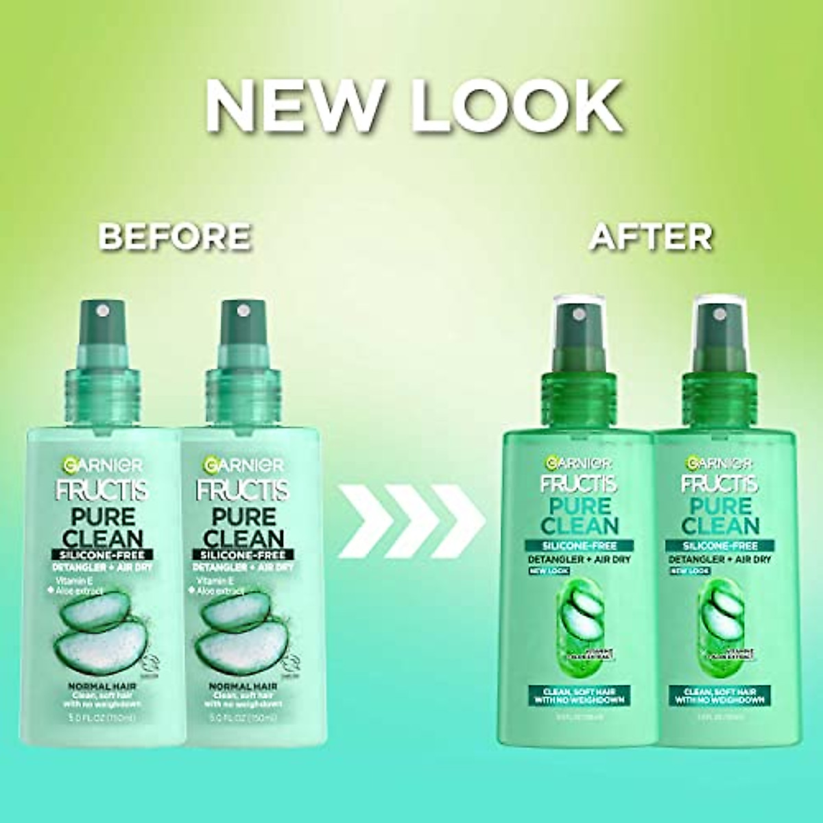 Garnier Hair Care Fructis Pure Clean Detangler + Air Dry, No Tangles or Frizz, Silicone Free and Paraben Freem Made With Aloe Extract and Vitamin E, 5 Fl Oz, 2 Count