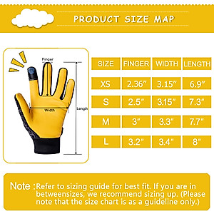 FEISHDEK Kids Genuine Leather Work Gloves, Safety Gloves, Touch Screen, Reflective, Breathable Design, for Children Age 3-12 (Medium (6-8 Years Old), Black)