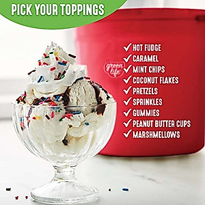GreenLife 1.5QT Electric Ice Cream, Frozen Yogurt and Sorbet Maker with Mixing Paddle, Dishwasher Safe Parts, Easy one Switch, BPA-Free, Red