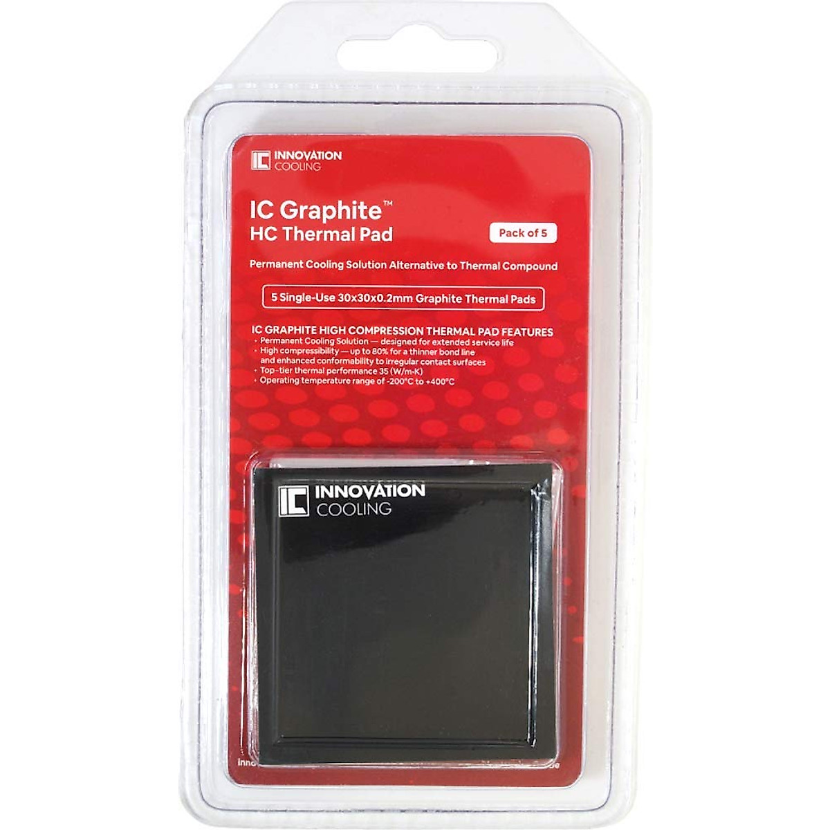 IC Graphite High Compression Thermal Pad - Permanent Replacement for Thermal Paste/Grease (30X30 mm 5-Pack)