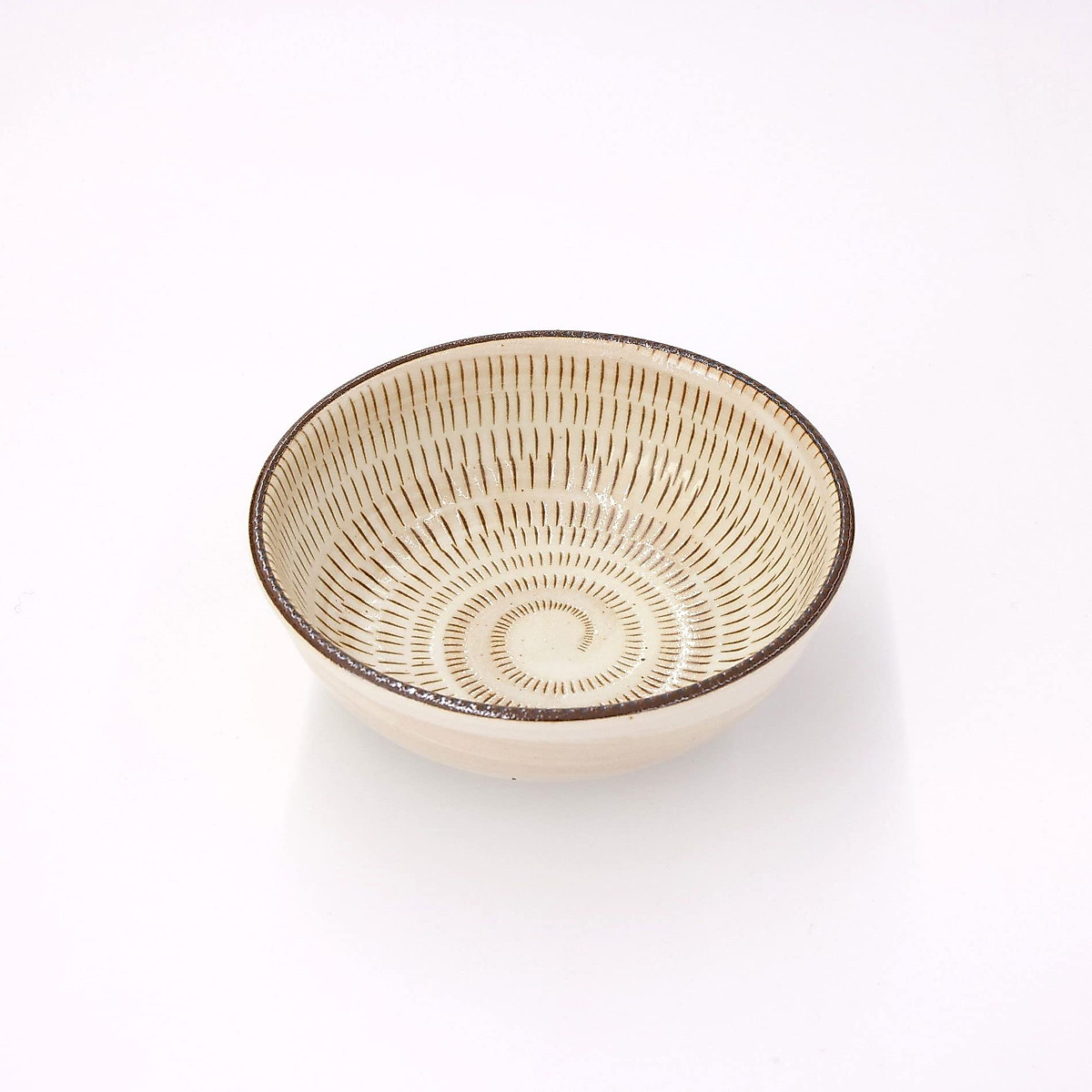 Mino Ware Serving Bowl, 5.2 inch, Beige, Mino-Mingei, Japanese Ceramic Soup/Salad Bowl, Microwave/Dishwasher Safe