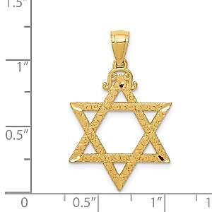 14K Yellow Gold Star of David Jewish Magen Necklace Judaica Religious Pendant Israel Charm Only