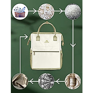 MATEIN ECO Friendly Backpack Purse for Women, Water Resistant Travel Backpack Business Computer Daypack Work Bag Fits 15.6 Inch Laptop, Sustainable Gifts for School Student Teacher Nurse, Beige