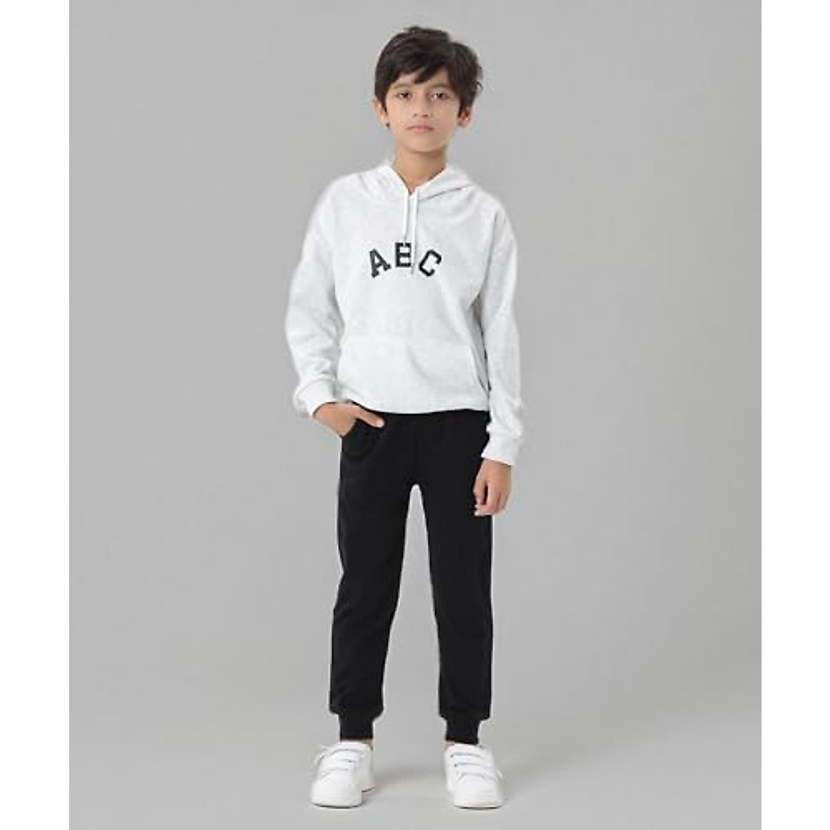 GFQLONG Toddler Baby Boys 2 Pack Cotton Active Jogger Pants,Kids Casual Athletic Sweatpants Solid Pocket Bottoms,Black+Grey 3-4T