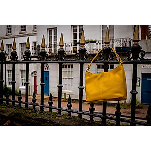 LiaTalia Womens Genuine Italian Leather Medium Size Shoulder Hobo Bag - Adjustable Long Strap Handbag - EMMY [Red]