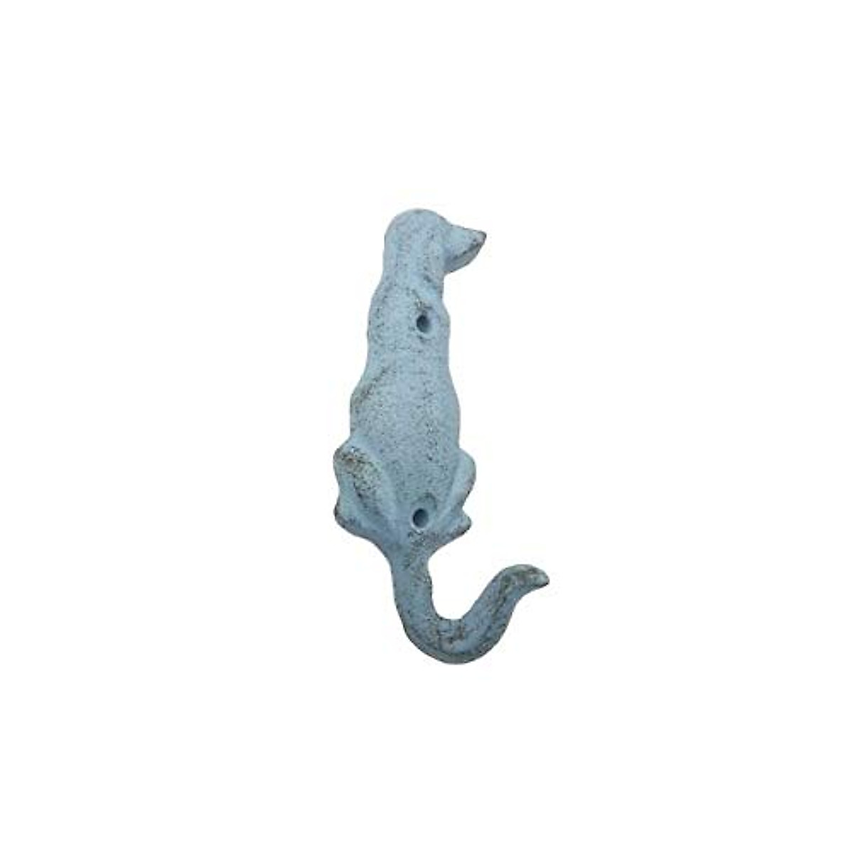 Handcrafted Nautical Decor Rustic Light Blue Cast Iron Dog Hook 6"