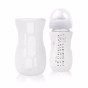 Olababy Silicone Sleeve for Avent Natural Glass Baby Bottles (8 oz, Translucent)