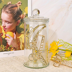 UrSpeedtekLive 2 Pack Glass Apothecary Jars with Lids, 32oz Clear Bathroom Accessories Canisters Storage Organizer, Cotton Ball Holder Containers, Glass Jars for Bathroom, Vanity, Laundry Room