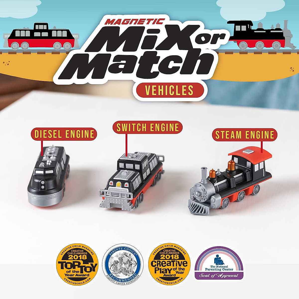POPULAR PLAYTHINGS Magnetic Mix or Match Vehicles, Train