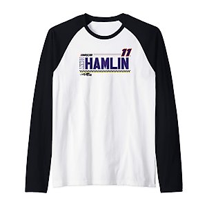 NASCAR - Denny Hamlin - Stripes Raglan Baseball Tee