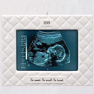 Hallmark Keepsake Christmas Ornament 2019 Year Dated Already Loved New Baby Sonogram Photo Frame Porcelain,