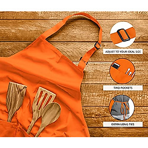 Utopia Kitchen 2 Pack Bib Apron, Adjustable with 2 Pockets, Water and Oil Resistant, Cooking Kitchen Chef Apron for Women Men