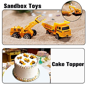 Alloy Truck Mini Pocket Size Construction Models Play Vehicles Toy Trucks for Boys Age 2 3 4,Kids Party Favors Cake Decorations Topper Birthday Gift,6Pcs Set