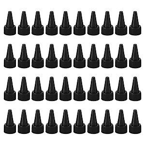 PATIKIL Twist Bottle Caps, 40Pcs 20/410 Squeeze Bottle Cap Replacement Caps for Glue Dispensing Bottles Dispensing Caps Paint Bottles, Black