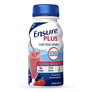 Ensure Plus Nutrition Shakes, 8oz Bottles, Strawberry 57269 (Case of 24)