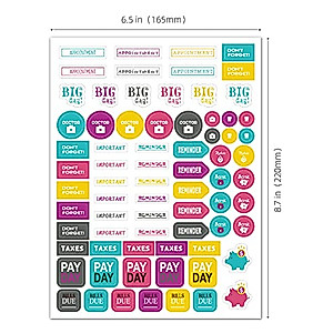 12 Sheets (650 Stickers) Planner Stickers for Notes Travel Business Trips Parties Daily Holidays Goals Encouragement Planning Notes Ideas