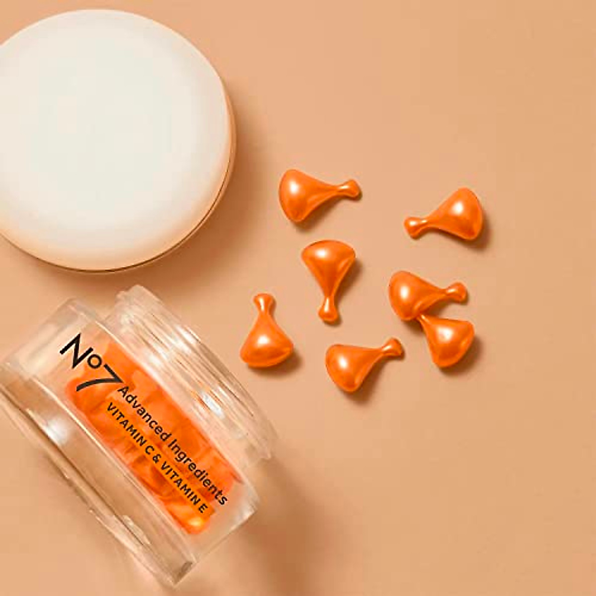 No7 Advanced Ingredients Vitamin C & Vitamin E Capsules - Potent Vitamin C Serum Capsules with Vitamin E for Hydration - Dark Spot Corrector for Daily Use (30 Count)